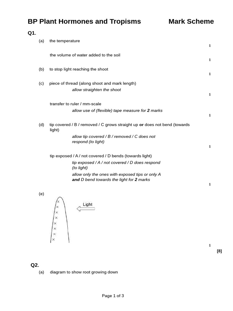 BP Plant Hormones and Tropisms MS | PDF | Root | Branches Of Botany