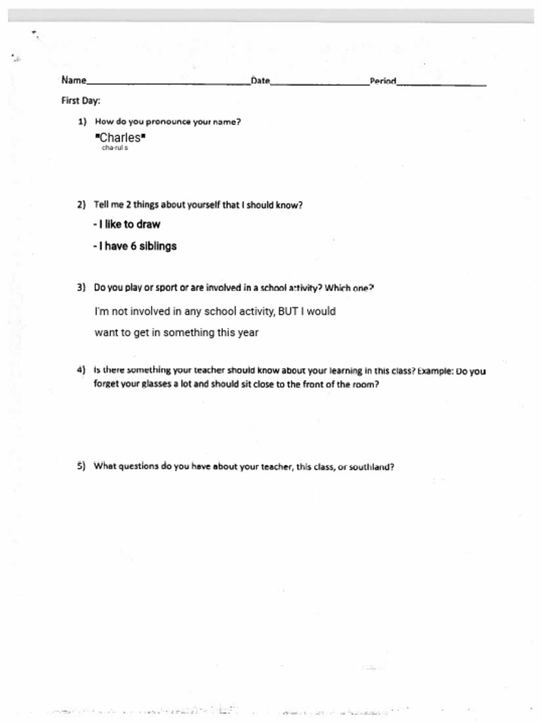 Charles Bolton - Student Info Packet | PDF