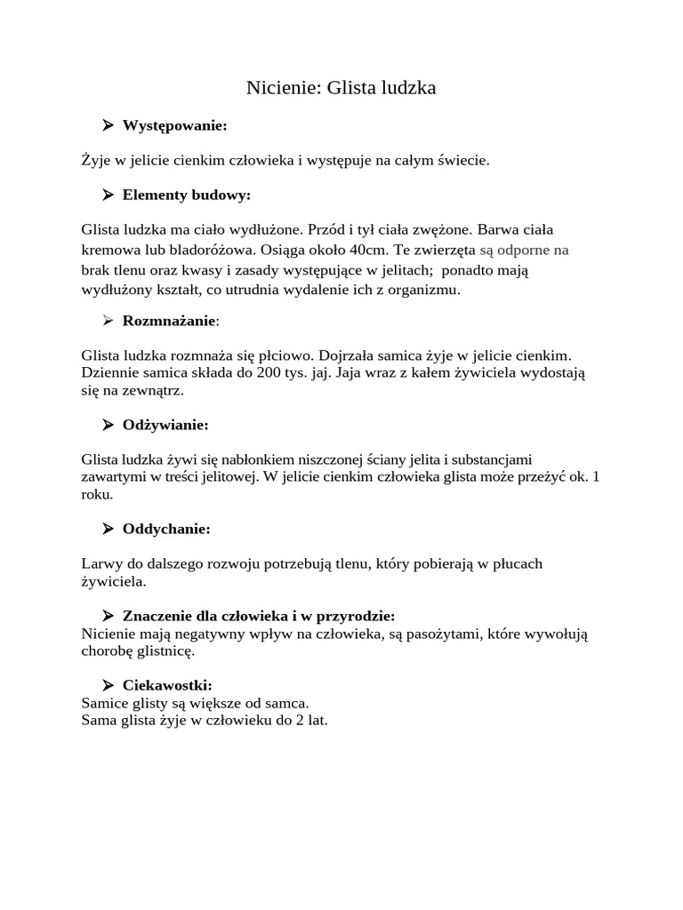 Nicienie Glista | PDF