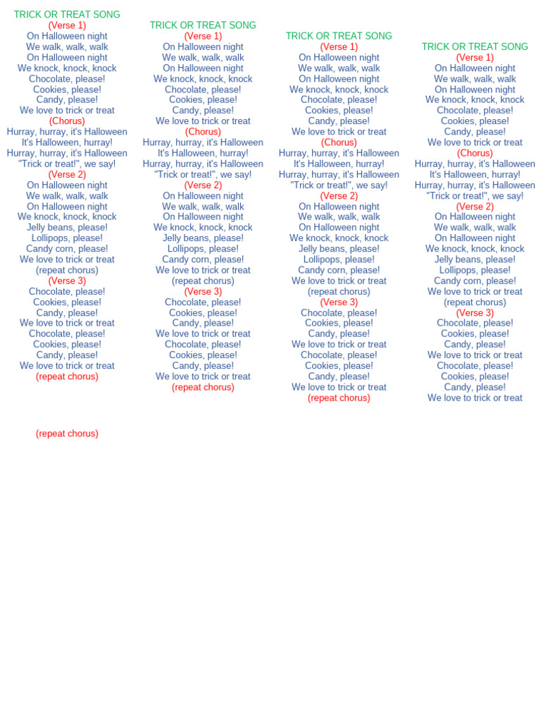 Halloween Song Trick or Treat | PDF | Trick Or Treating | Candy