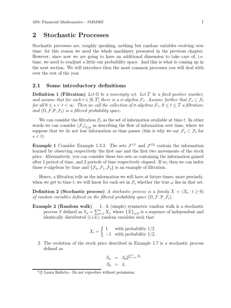 Stochastic Calculus Notes 2 5 Pdf Stochastic Process Markov Chain