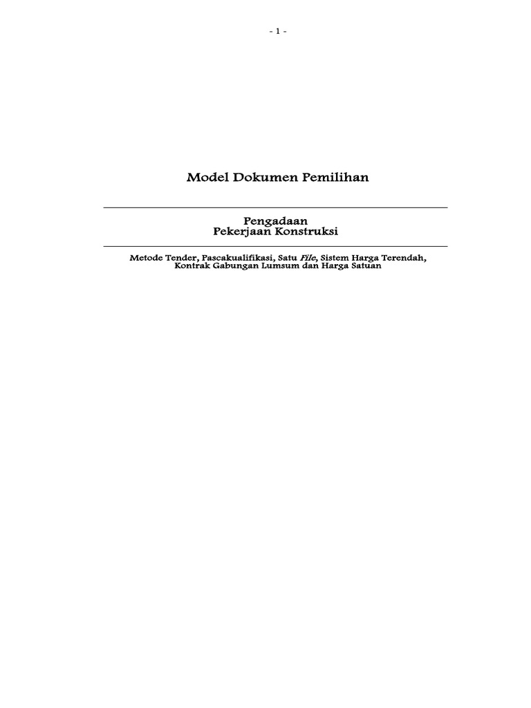 Model Dokumen Pemilihan Konstruksi | PDF