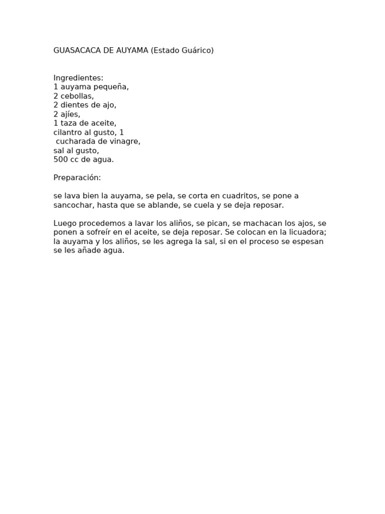 Guasacaca de Auyama | PDF