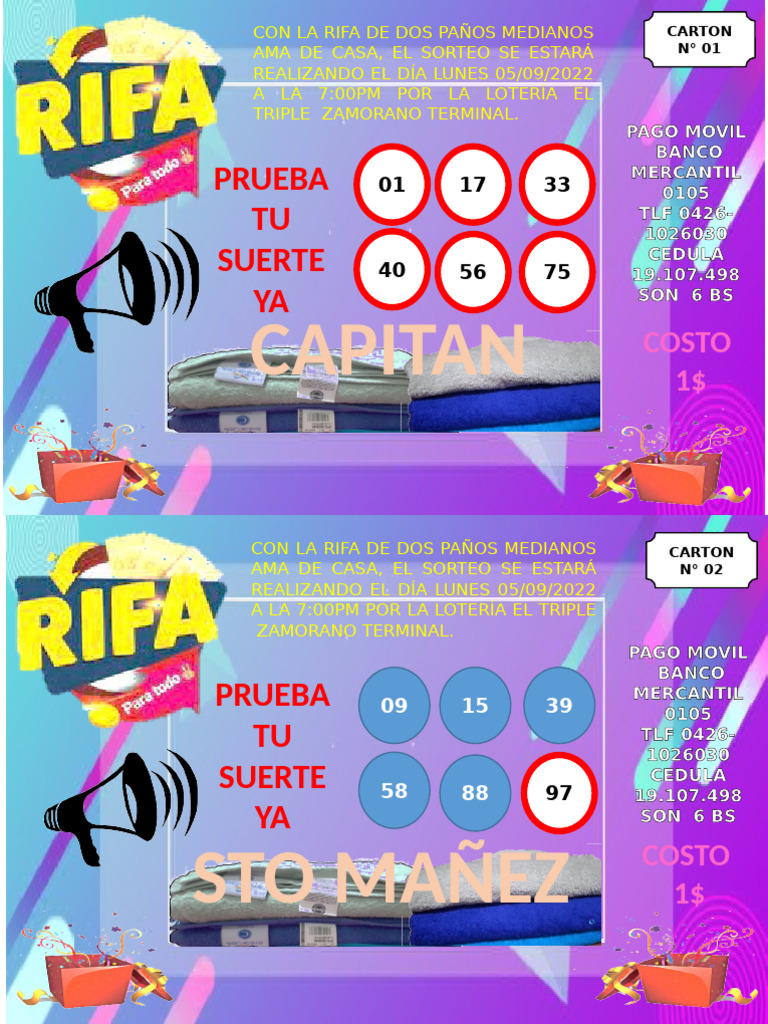 Rifa de Paños Medianos - Triple Zamorano | PDF