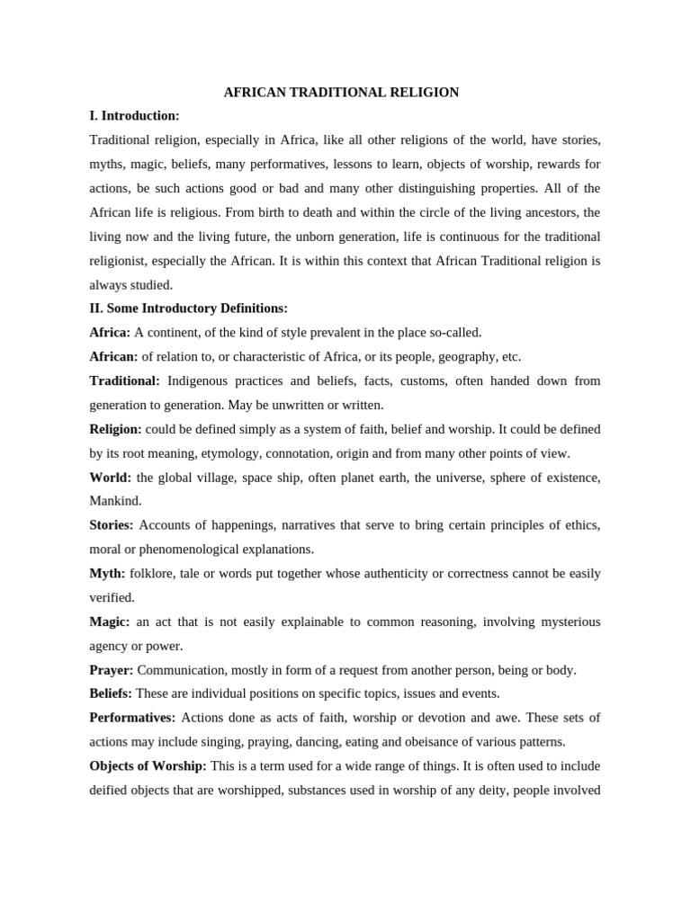 African Traditional Religion | PDF | Faith | Spirituality