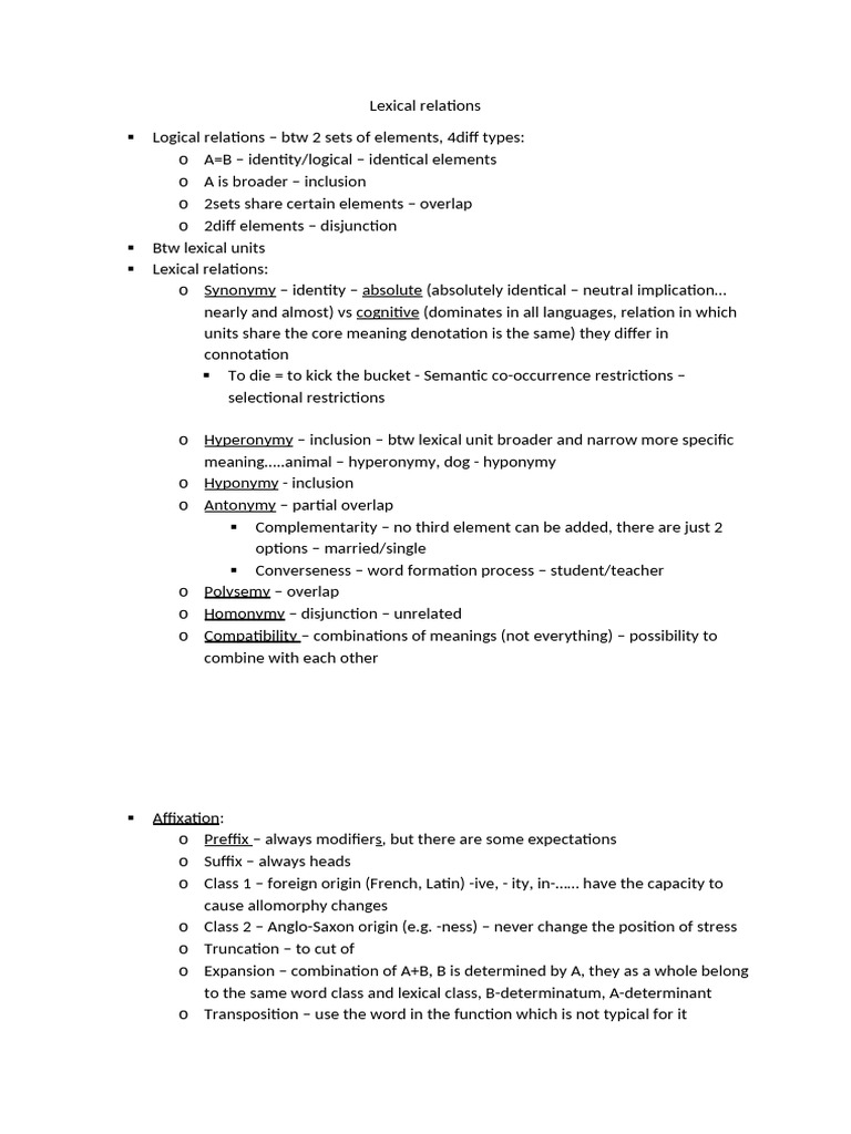 Lexicology 3. Prednáška | PDF | Word | Lexical Semantics