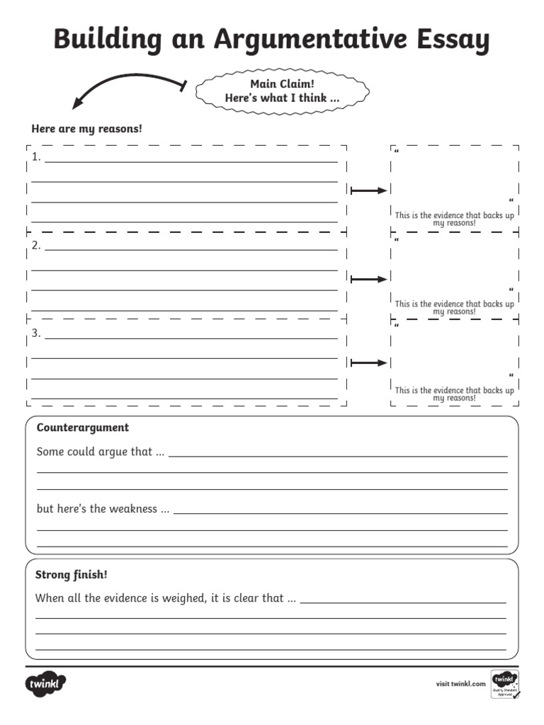 Building An Argumentative Essay Activity For 6th 8th Grade Us e ...