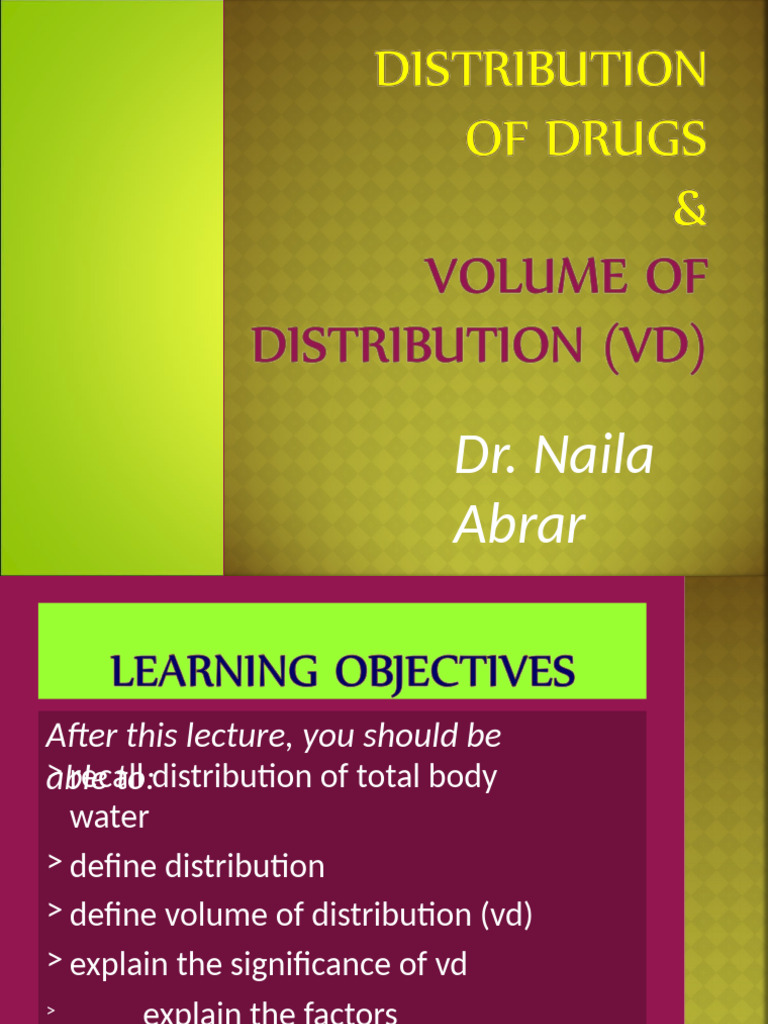 Understanding Drug Distribution and Vd | PDF | Anatomy | Medical ...