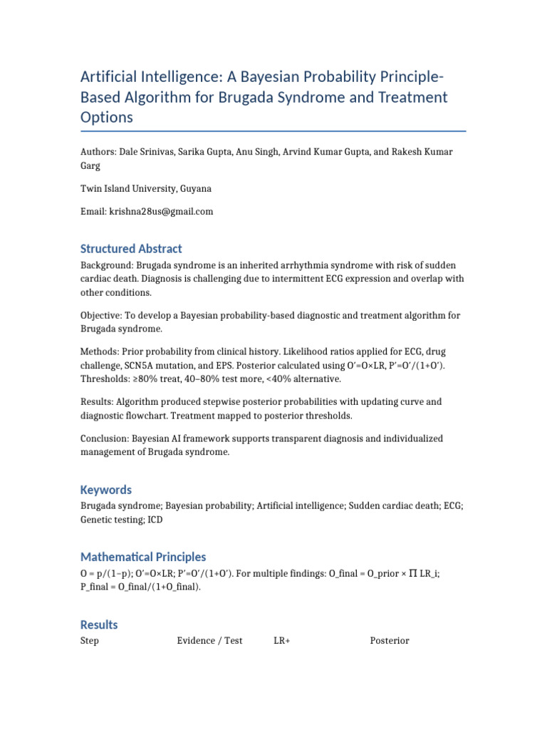 Brugada Bayesian Research | PDF | Bayesian Inference | Cardiology