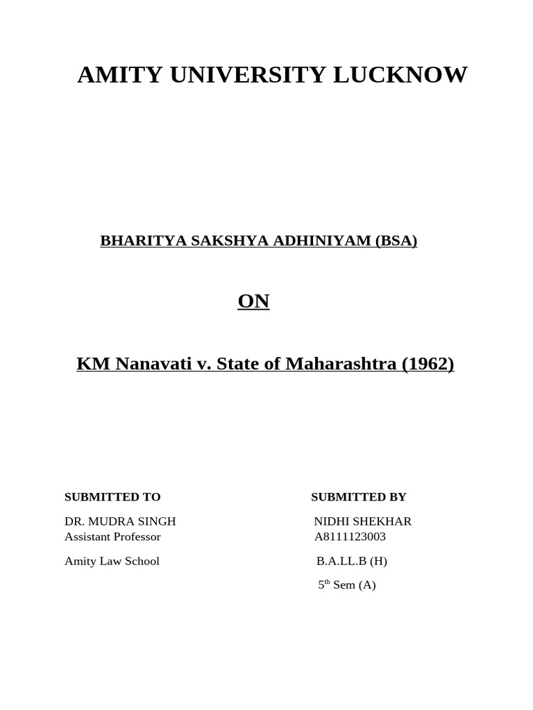 KM Nanavati Assignment | PDF | Public Sphere | Political Law