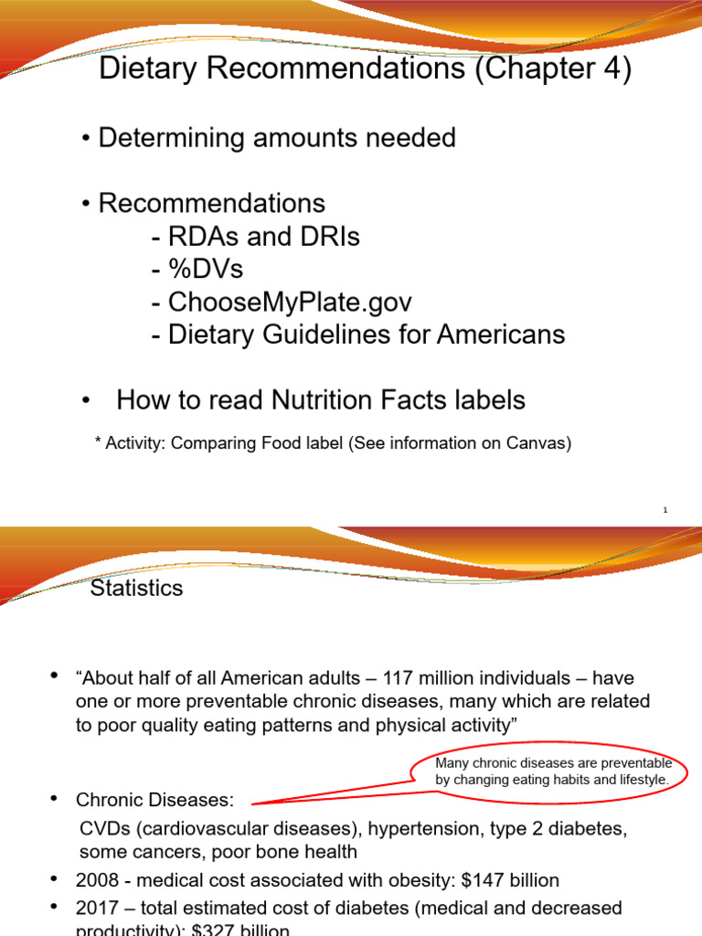 Dietary Recommendations-Lecture Notes | PDF | Nutrients | Nutrition ...