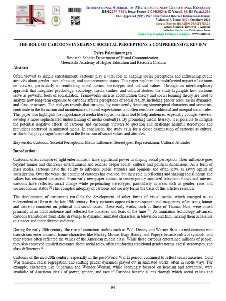 The Role of Cartoons in Shaping Societal Perceptions a Comprehensive ...