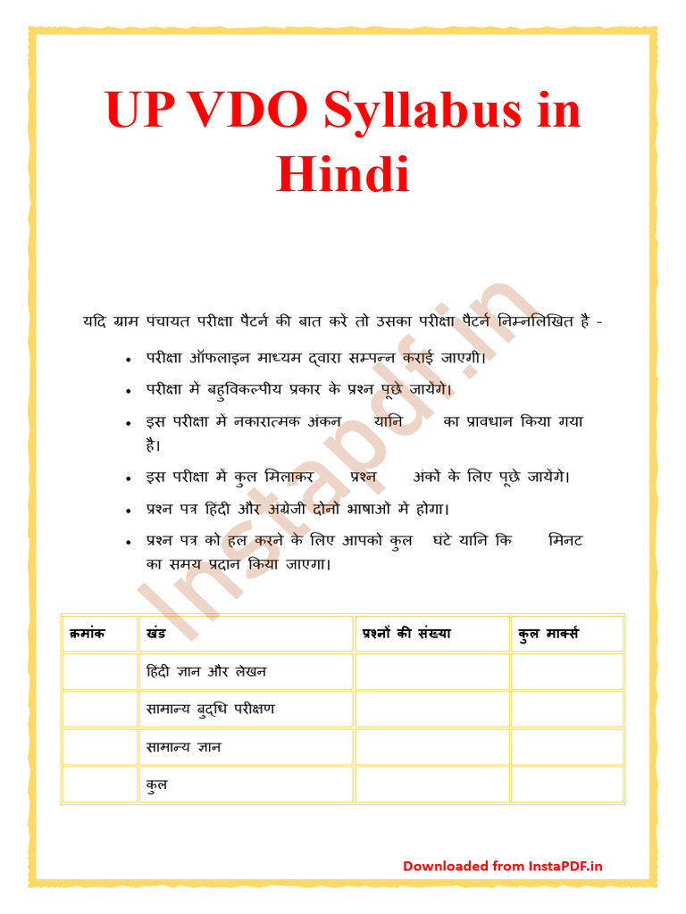 Up Vdo Syllabus 2025 631 | PDF