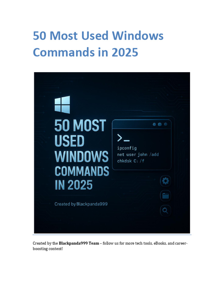 50 Most Used Window Commands in 2025 | PDF | Computer File | Utility Software