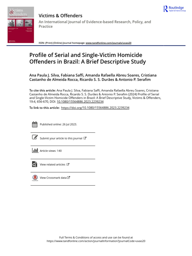Profile of Serial and SingleVictim Homicide Offenders in Brazil | PDF ...