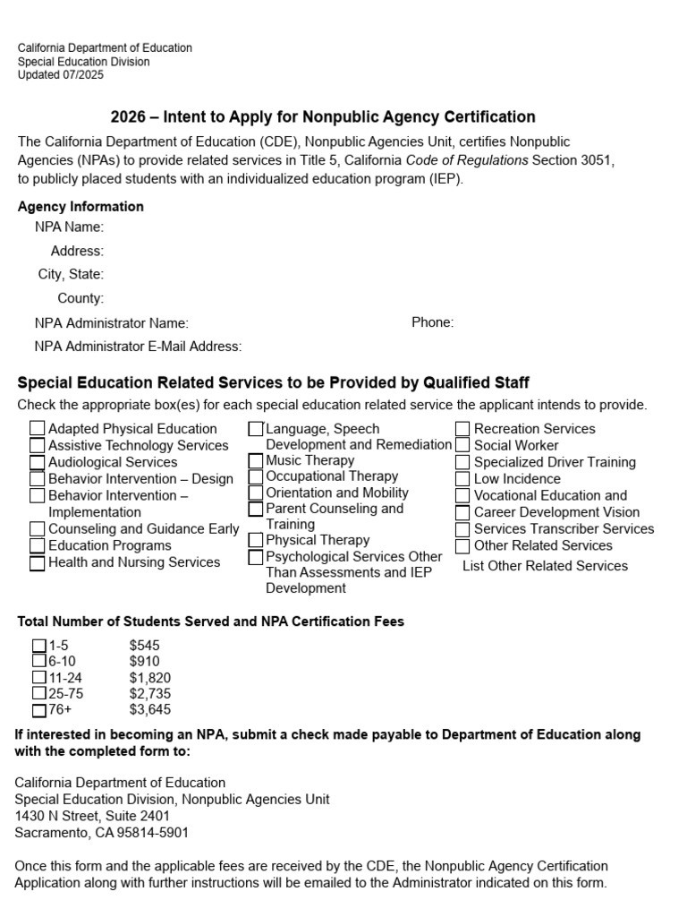 NPA Certification Application 2026 Guide | PDF | Individualized ...