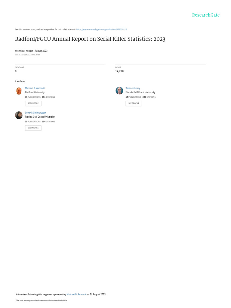 Serial Killer Annual Report 2023 | PDF | Serial Killer | Databases