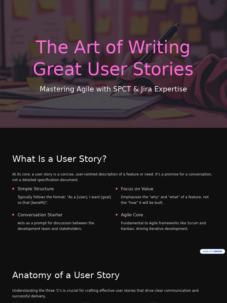 The Art of Writing Great User Stories | PDF | Agile Software Development | Computing