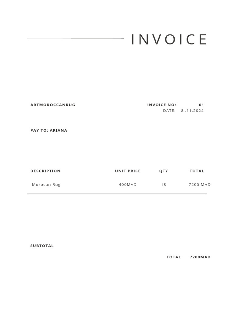 Simple Minimalist Business Invoice | PDF