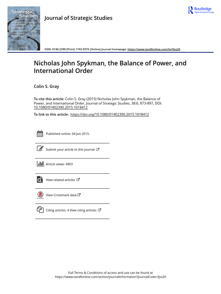 Spykman and the Balance of Power | PDF | Geopolitics | Theory