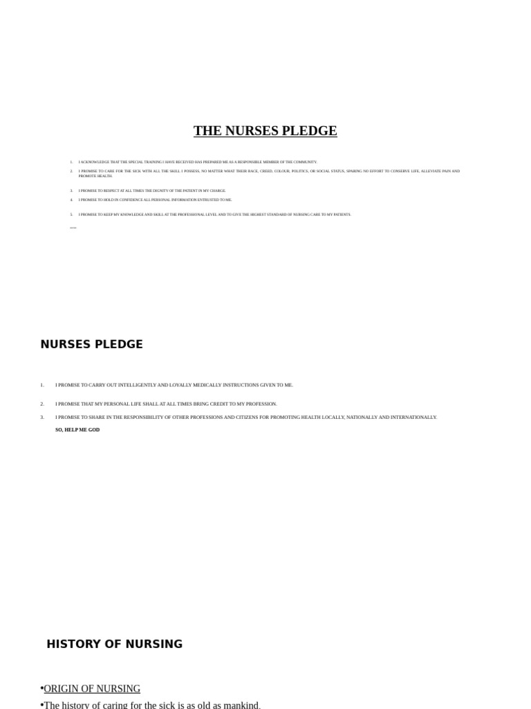 The Nurses Pledge | PDF | Florence Nightingale | Demons