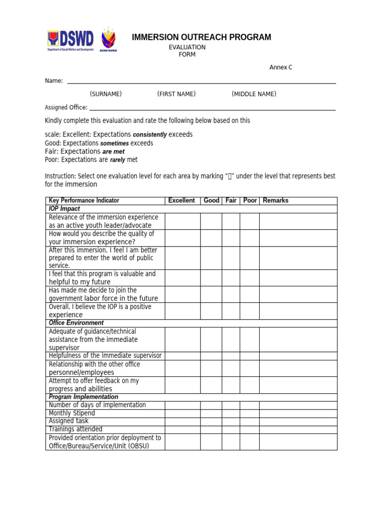 GIP Evaluation Form Annex C | PDF