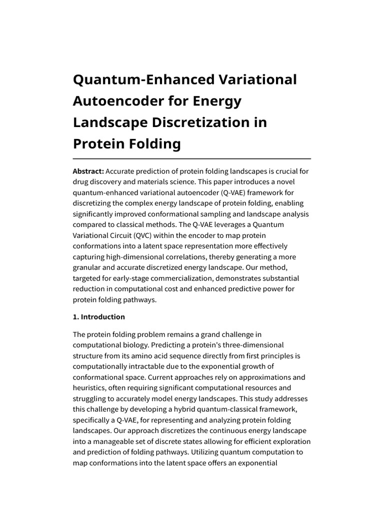 Quantum-Enhanced Variational Autoencoder For Energy Landscape Discretization in Protein Folding ...