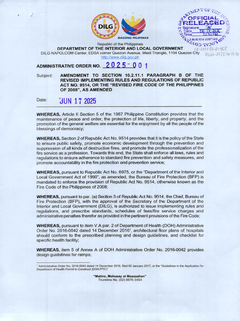 DILG AO 2025 001 Amendment To Section 10.2.11.12 para B of The RIRR of RA 9514 Dated 17 June ...