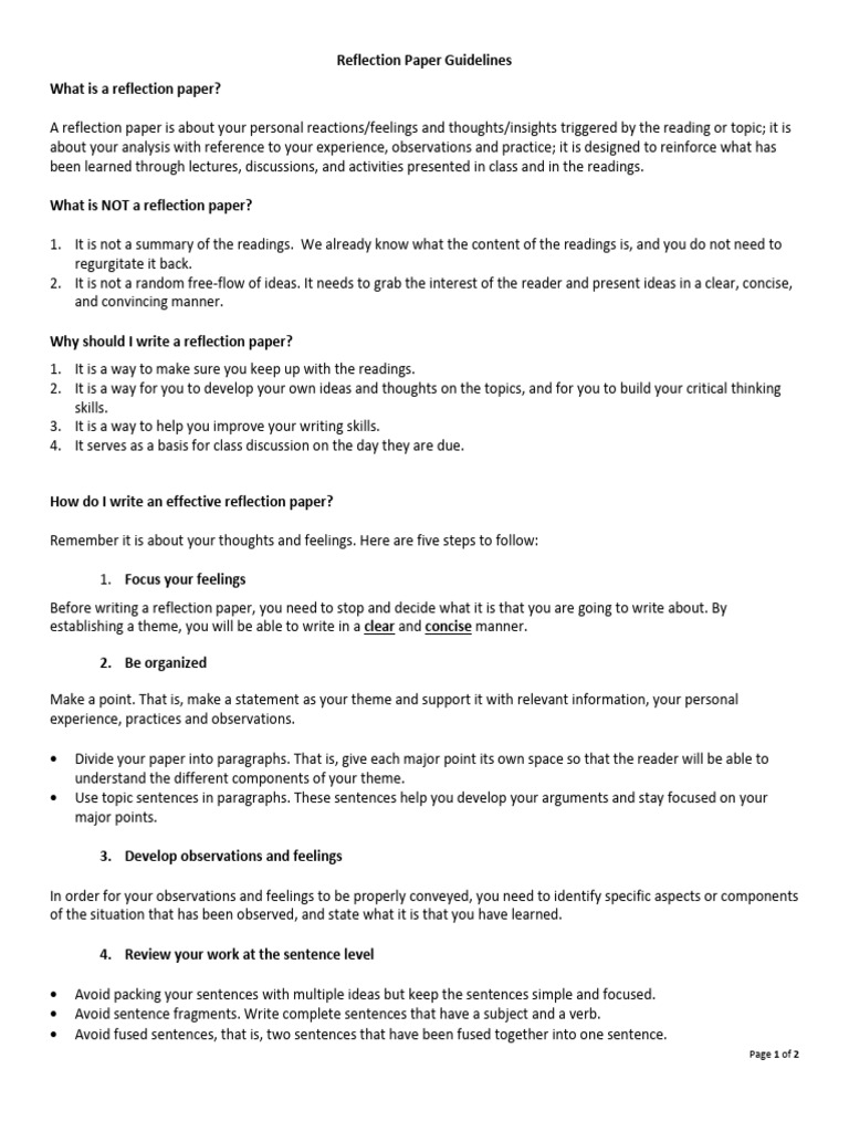 How to Write a Reflection Paper | PDF | Thought | Experience