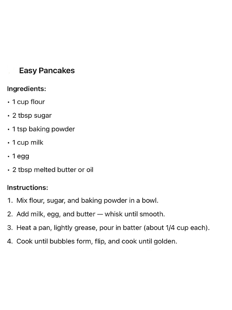 Easy Pancake Recipe | PDF