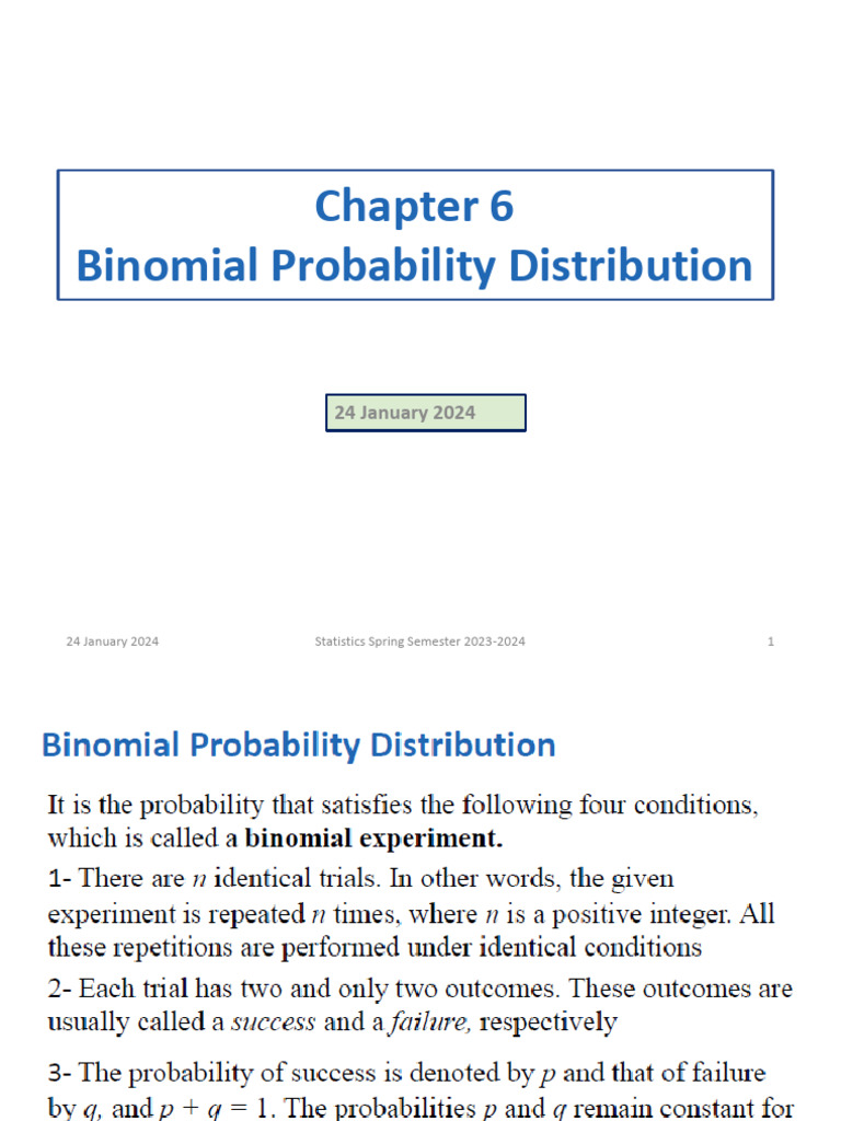Chapter 6-Binomial Distribution & Hyper Geometric Distribution | PDF ...