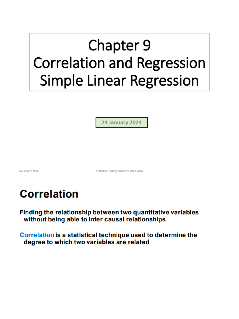Chapter 9-Correlation and Regression | PDF | Errors And Residuals | Regression Analysis