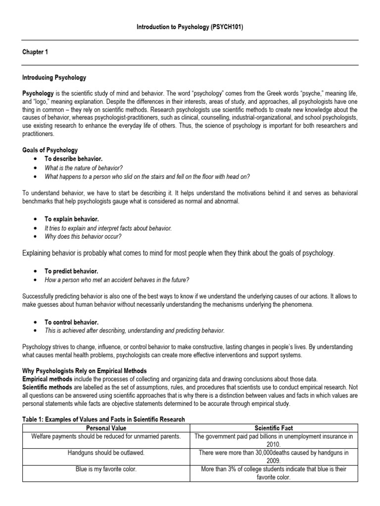 Introduction To Psychology Lessons 1 2 | PDF | Psychology | Cognition