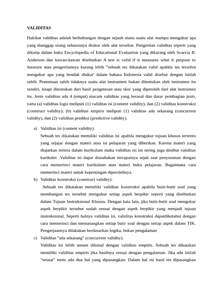 Jenis dan Fungsi Validitas Tes Pendidikan | PDF