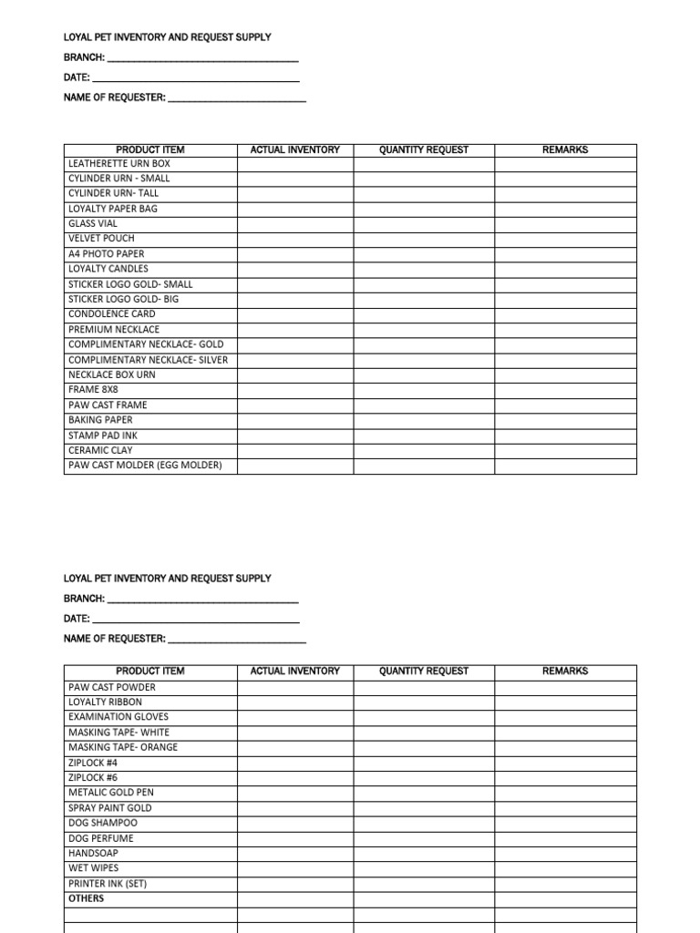Facility Request Supply Inventory | PDF