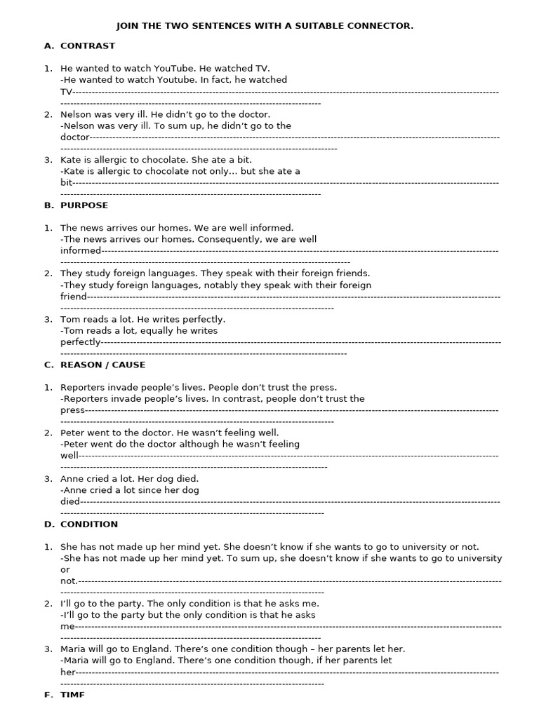 Connectors Exercise | PDF
