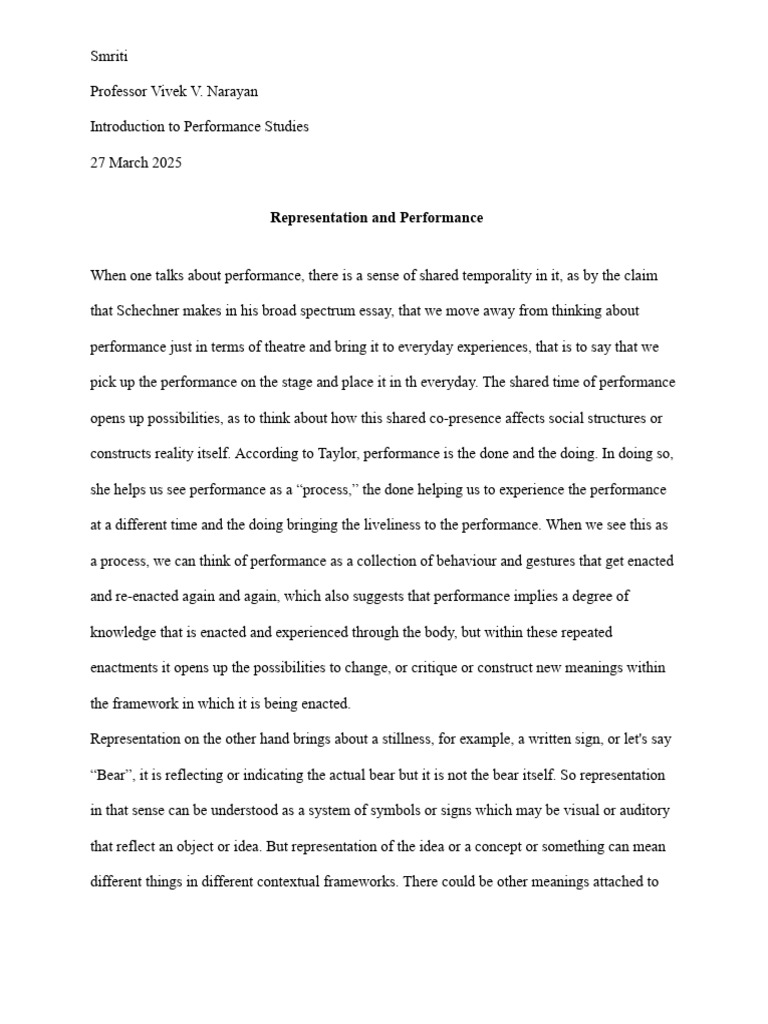 Performance and Representation Dynamics | PDF | Idea | Reality