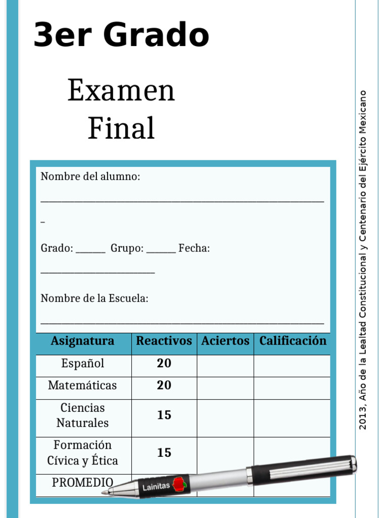 3er Grado - Examen Final (2013-2014) | PDF | Hormiga
