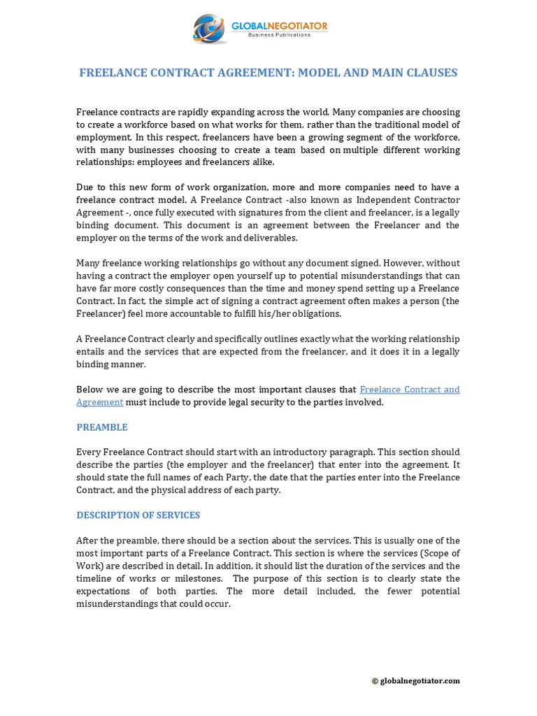 Freelance Contract Agreement Overview | PDF | Freelancer | Employment
