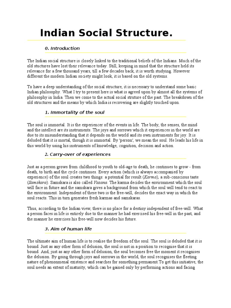 Indian Social Structure | PDF | Soul | Karma