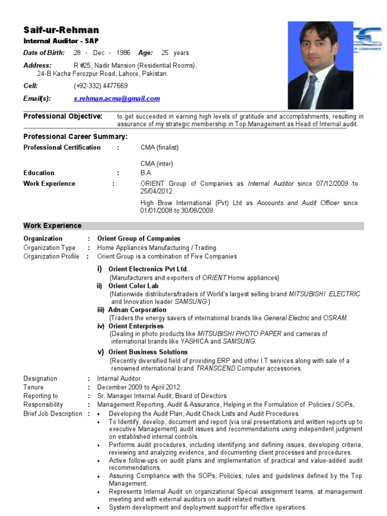 Saif-CMA CV | Download Free PDF | Internal Audit | Audit