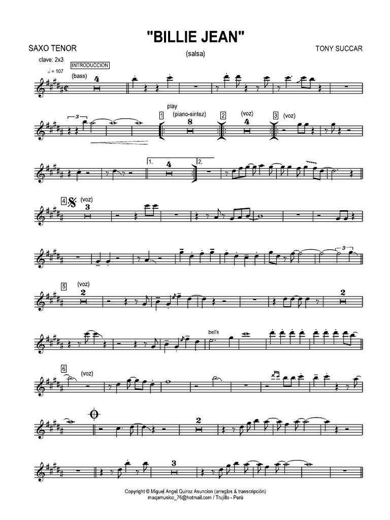 4-Billie Jean Sax Tenor | PDF