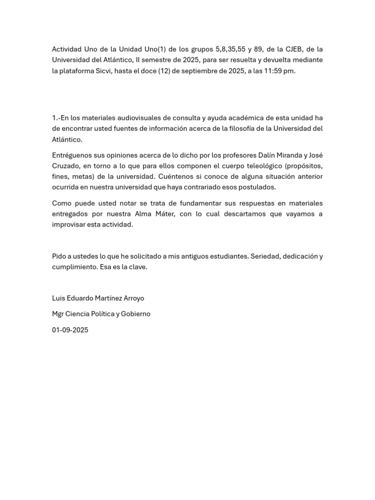 Actividad Uno de La Unidad Uno | PDF