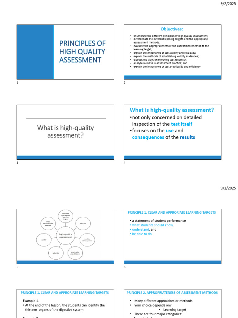 Principles of High-Quality Assessment | PDF | Educational Assessment ...