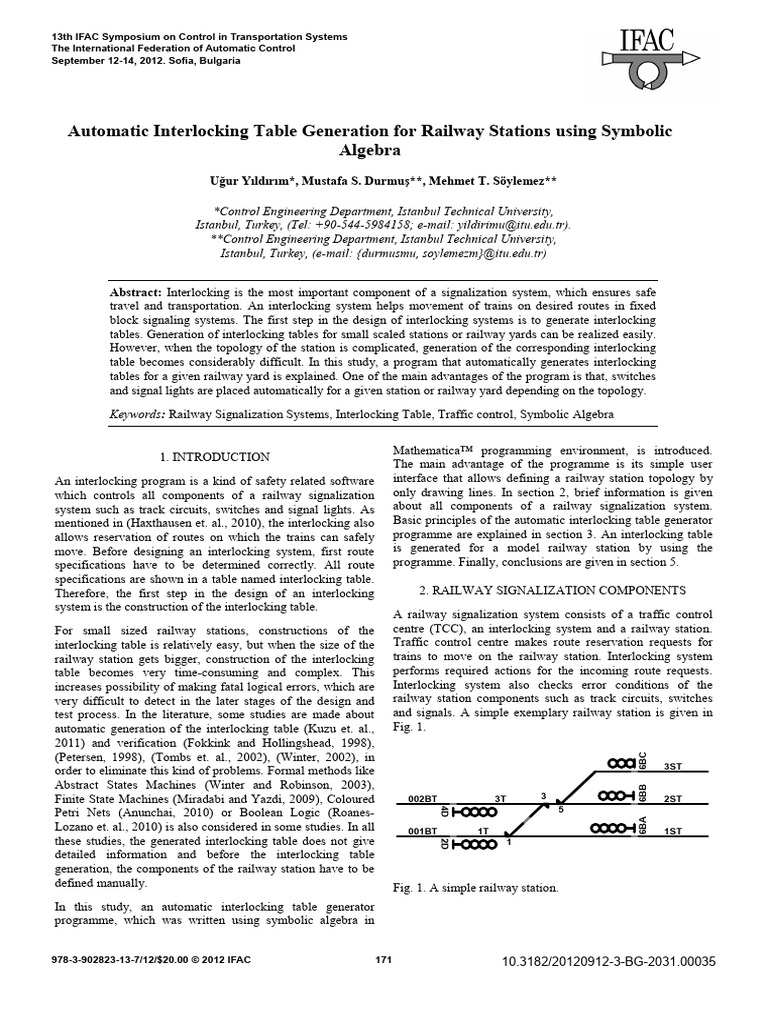 Automatic Interlocking Table Generator | PDF | Formal Verification ...