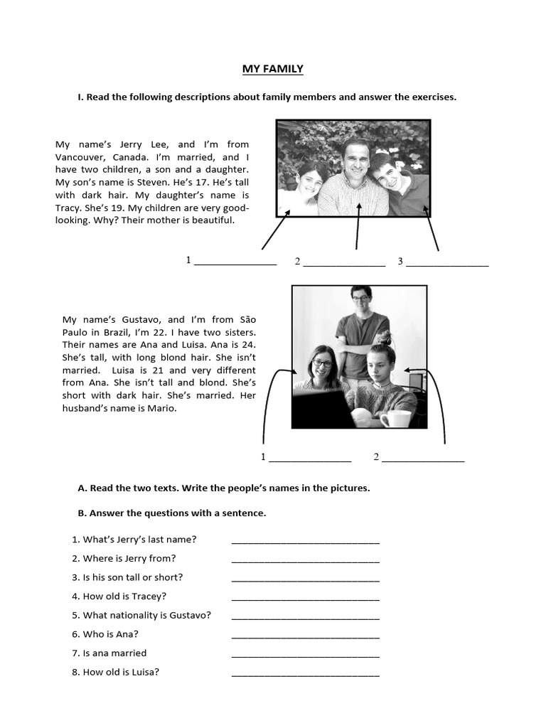 Family Member Descriptions and Exercises | PDF