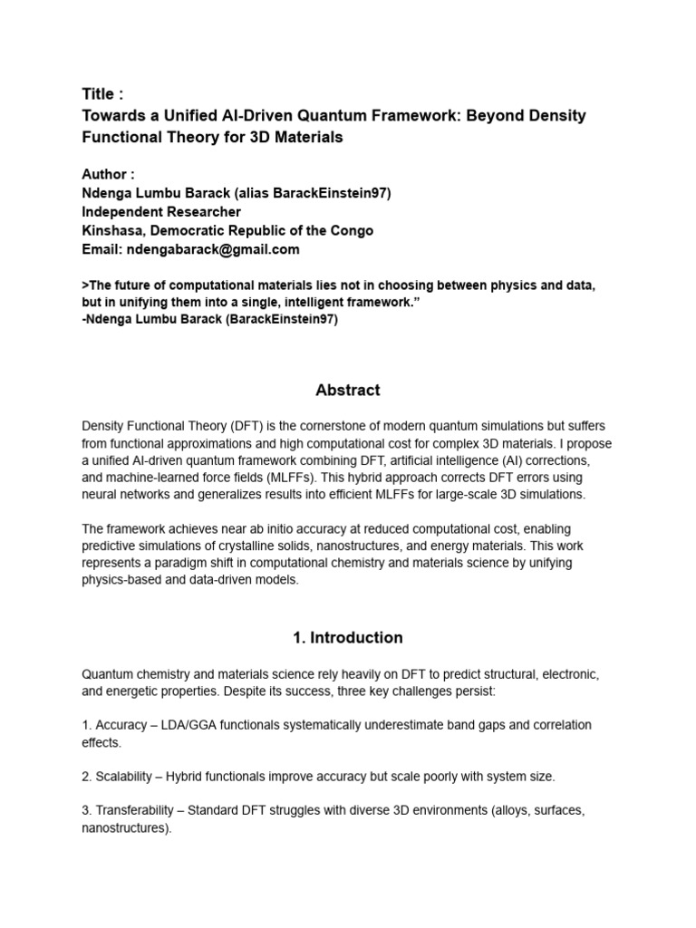 FourtTowards A Unified AI-Driven Quantum Framework: Beyond Density ...