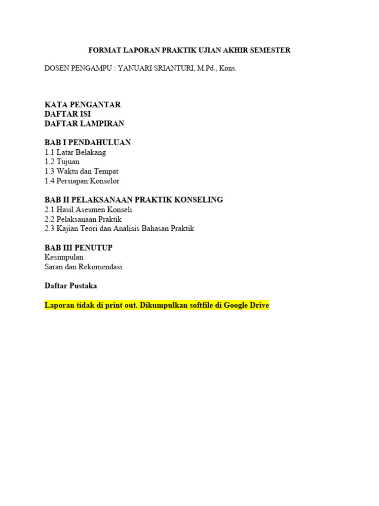 Format Laporan UAS SMT 4 - Yanuari | PDF