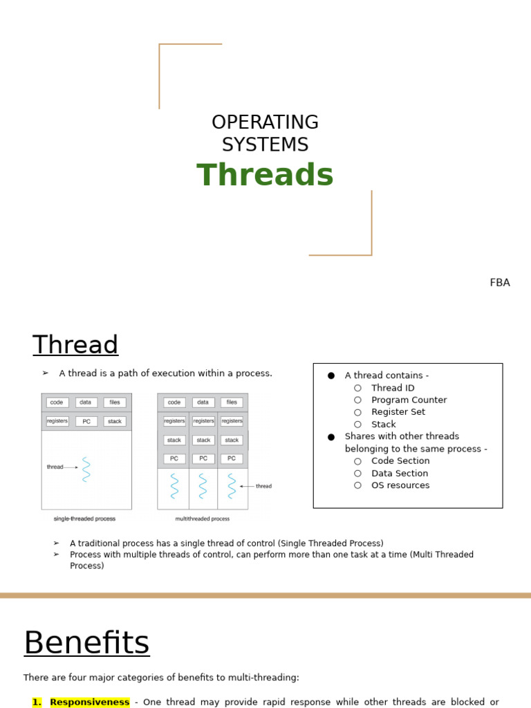 Operating Systems 2 Threads | PDF | Thread (Computing) | Process ...