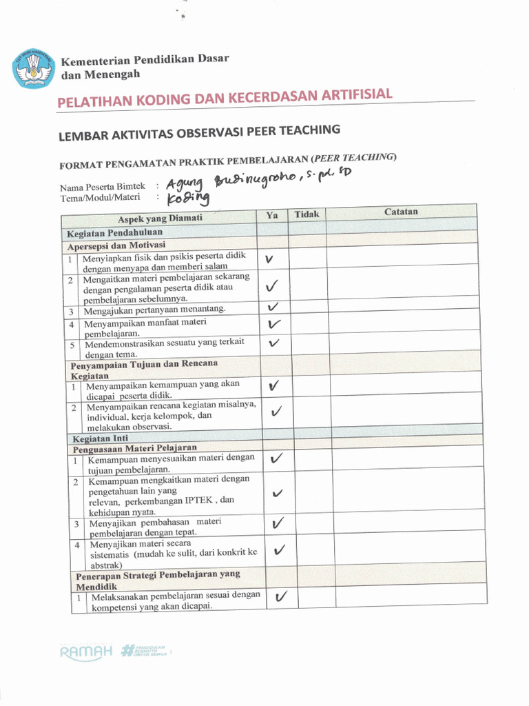 Nilai Observasi Koding | PDF
